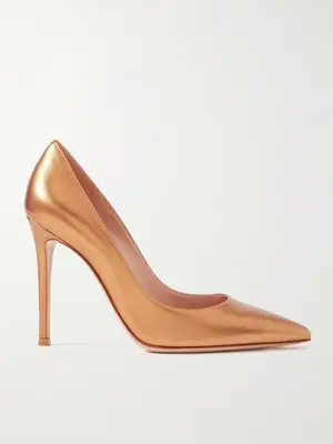GIANVITO ROSSI 105 Leather Pumps - Gold