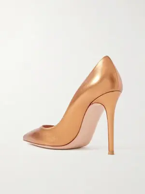 GIANVITO ROSSI 105 Leather Pumps - Gold