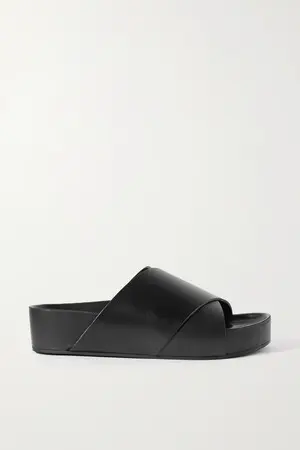 ST. AGNI Leather Platform Slides