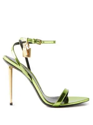 TOM FORD Tom Ford - Padlock Metallic-leather Stiletto Sandals - Womens - Green - Green