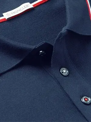 Moncler Logo-appliquéd Striped Cotton-piqué Polo Shirt - Blue