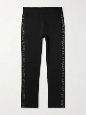 Moncler Slim-fit Logo-print Shell-trimmed Cotton-jersey Sweatpants