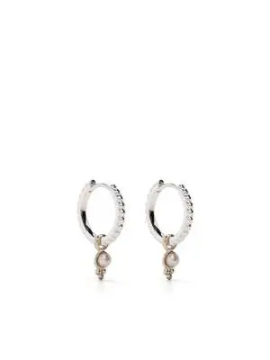 DOWER & HALL Dotty Pearl Charm Hoop Earrings - Silver