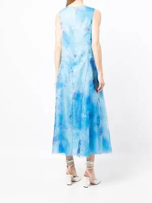 Shiatzy Chen Printed Silk A-line Dress