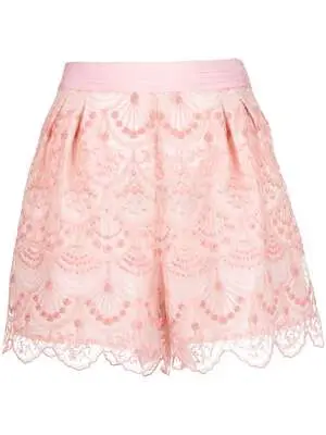 Shiatzy Chen Art Deco Lace Shorts - Pink