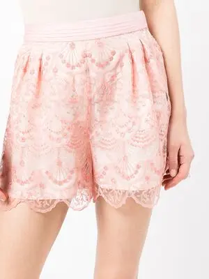 Shiatzy Chen Art Deco Lace Shorts - Pink