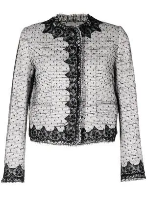 Shiatzy Chen Lace-embellished Tweed Jacket - Black