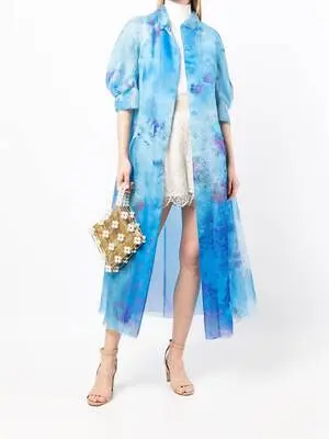 Shiatzy Chen Printed Silk Midi Dress