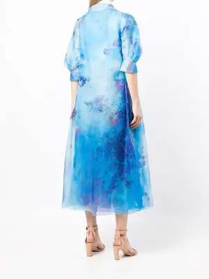 Shiatzy Chen Printed Silk Midi Dress
