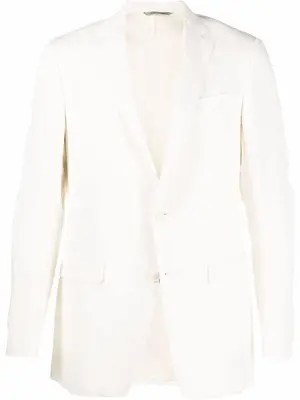Canali Single-breasted Linen-silk Blazer White