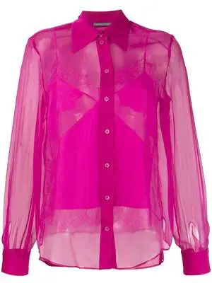 Alberta Ferretti Silk Sheer Shirt - Pink