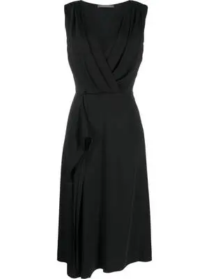 Alberta Ferretti Wrap Style Midi Dress - Black
