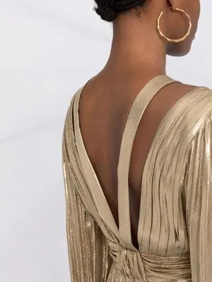 Alberta Ferretti Metallic Pleated Mini Dress