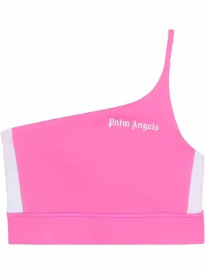 Palm Angels One-shoulder Track Crop Top - Pink