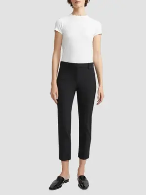 Theory Treeca Good Wool Pleated Ankle-crop Pants