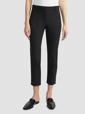 Theory Treeca Good Wool Pleated Ankle-crop Pants