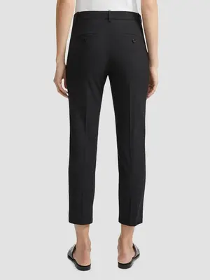 Theory Treeca Good Wool Pleated Ankle-crop Pants