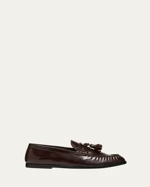 THE ROW Calfskin Tassel Loafers - Espresso