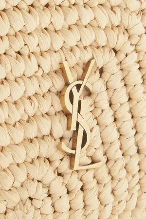 Saint Laurent Jamie Embellished Leather-trimmed Raffia Coin Purse