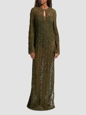 NILI LOTAN Della Lace Maxi Dress - Army Green