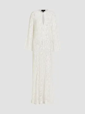 NILI LOTAN Della Lace Maxi Dress Ivory