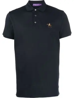 Ralph Lauren Purple Label Embroidered Logo Polo Shirt - Blue