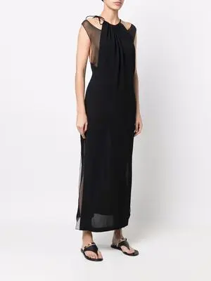 Alberta Ferretti Halterneck Mesh Silk Dress