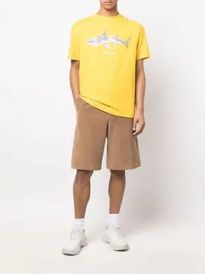 Palm Angels Shark-print Cotton T-shirt - Yellow
