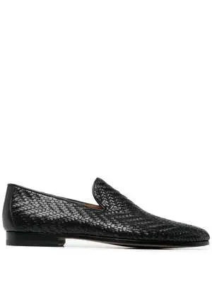 Magnanni Interwoven Leather Loafers - Black