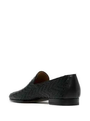 Magnanni Interwoven Leather Loafers - Black