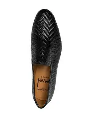 Magnanni Interwoven Leather Loafers - Black