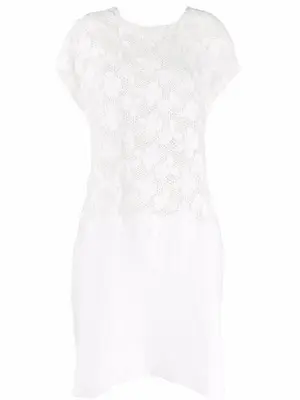 Comme Des Garçons Floral-embroidered Mesh T-shirt Dress