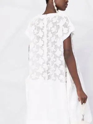 Comme Des Garçons Floral-embroidered Mesh T-shirt Dress