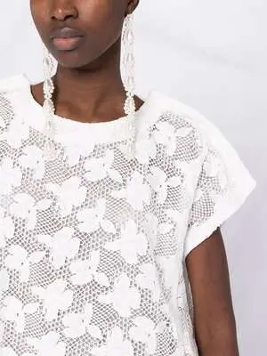 Comme Des Garçons Floral-embroidered Mesh T-shirt Dress