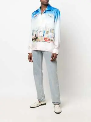 Casablanca Casa Cafe Landscape-print Silk Shirt