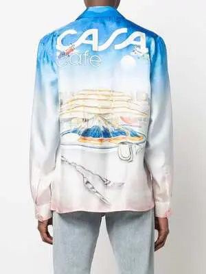 Casablanca Casa Cafe Landscape-print Silk Shirt