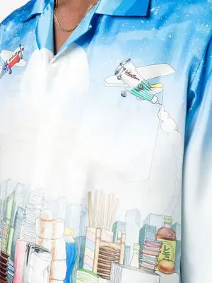 Casablanca Casa Cafe Landscape-print Silk Shirt