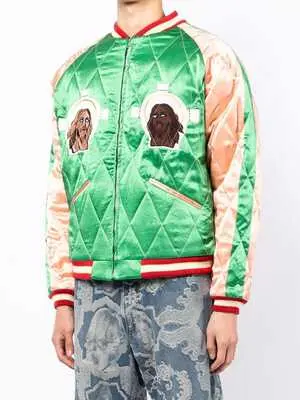 SAINT MXXXXXX Embroidered-slogan Bomber Jacket