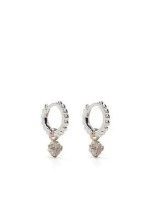 DOWER & HALL Dotty Story Hoop Earrings - Silver