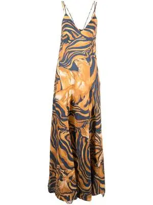 Alberta Ferretti Wave-print Maxi Dress