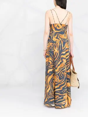 Alberta Ferretti Wave-print Maxi Dress