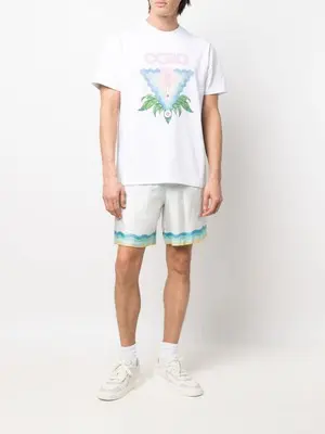 Casablanca Silk Drawstring Shorts - Blue