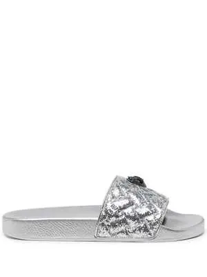 Kurt Geiger Metallic-effect Open-toe Slides