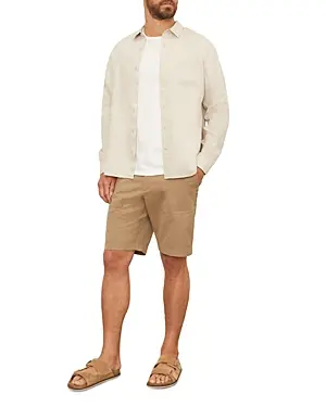Vince Solid Linen Button Down Shirt Desert Sand