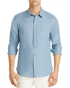 Vince Solid Linen Button Down Shirt Highwater