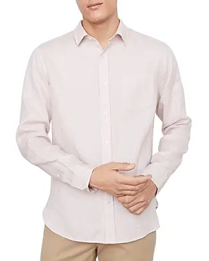 Vince Solid Linen Button Down Shirt Rosewater