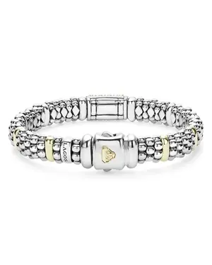 Lagos 18k Yellow Gold & Sterling Silver Sapphire Link Bracelet - Blue/silver