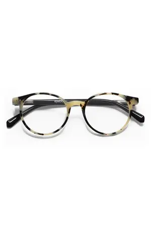 Eyebobs 49mm Round Frame Reading Glasses - Black White Tort / Clear