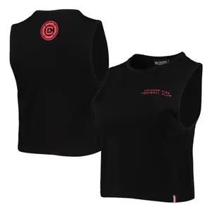 THE WILD COLLECTIVE Chicago Fire Crop Muscle Tri-blend Tank Top - Black