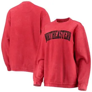 PRESSBOX Northeastern Huskies Comfy Cord Vintage Wash Basic Arch Pullover Sweatshirt - Red